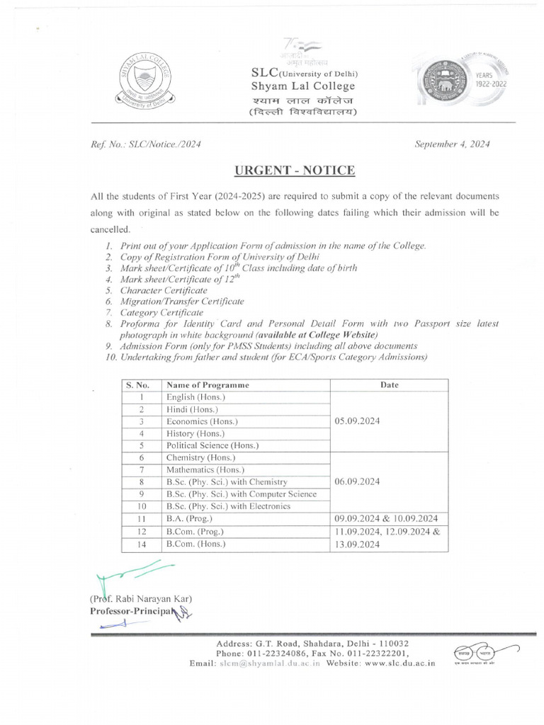 Documents Submission - Notice | PDF