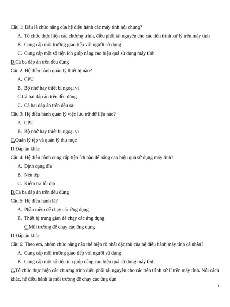 Trắc nghiệm tin 11 ck1 | PDF