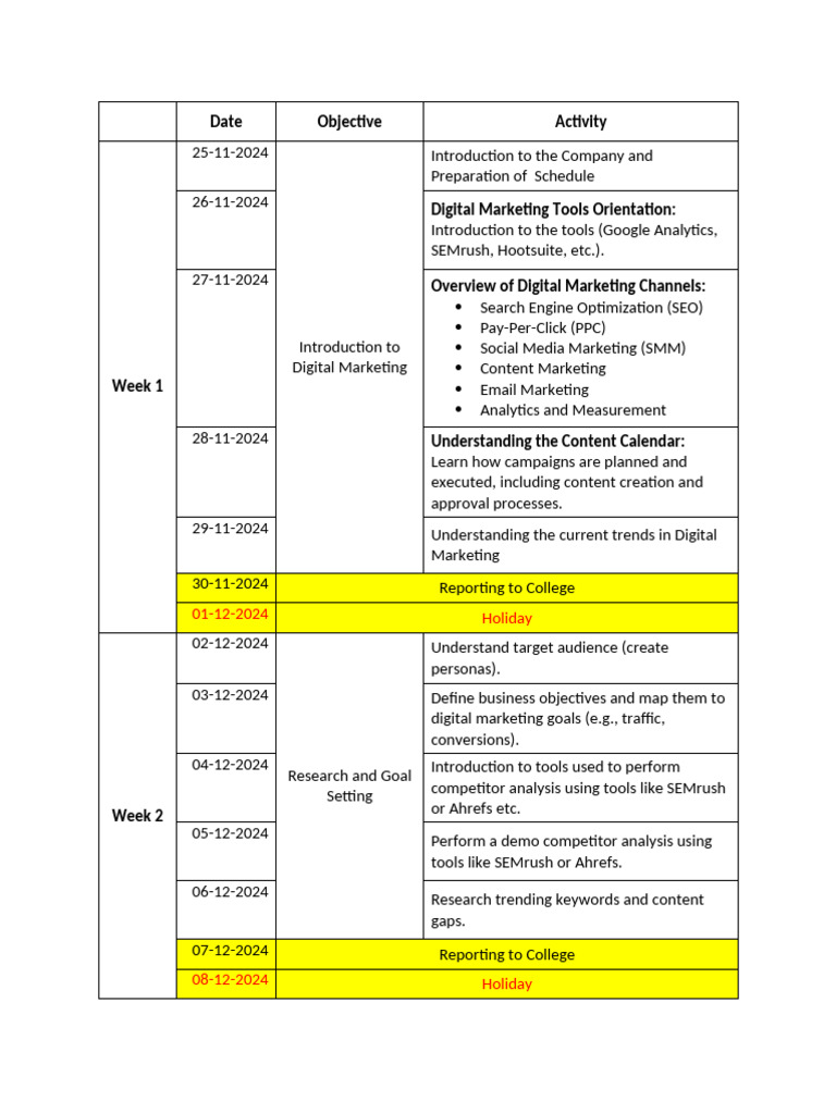 6 week plan | PDF | Search Engine Optimization | Digital Marketing