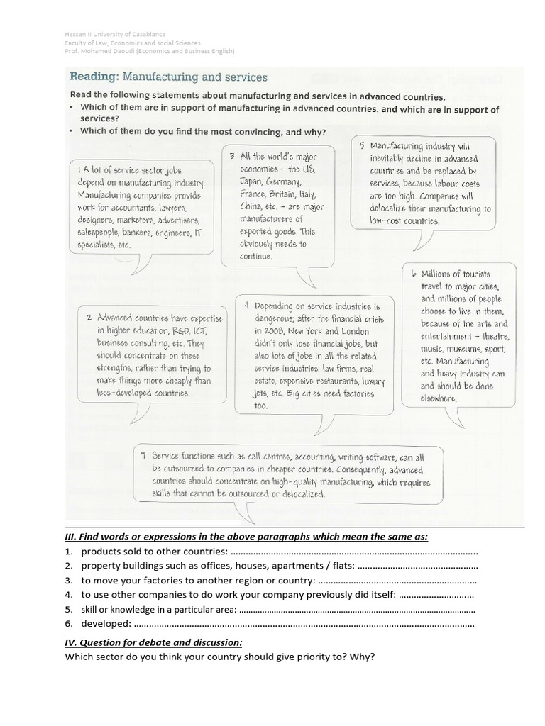 4 Sectors of The Economy 4 Opinions Questions | PDF