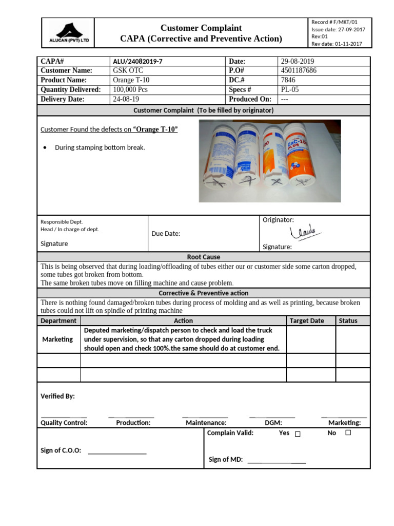 Capa of GSK Otc 'Orange T-10' 11-Sep-19 | PDF
