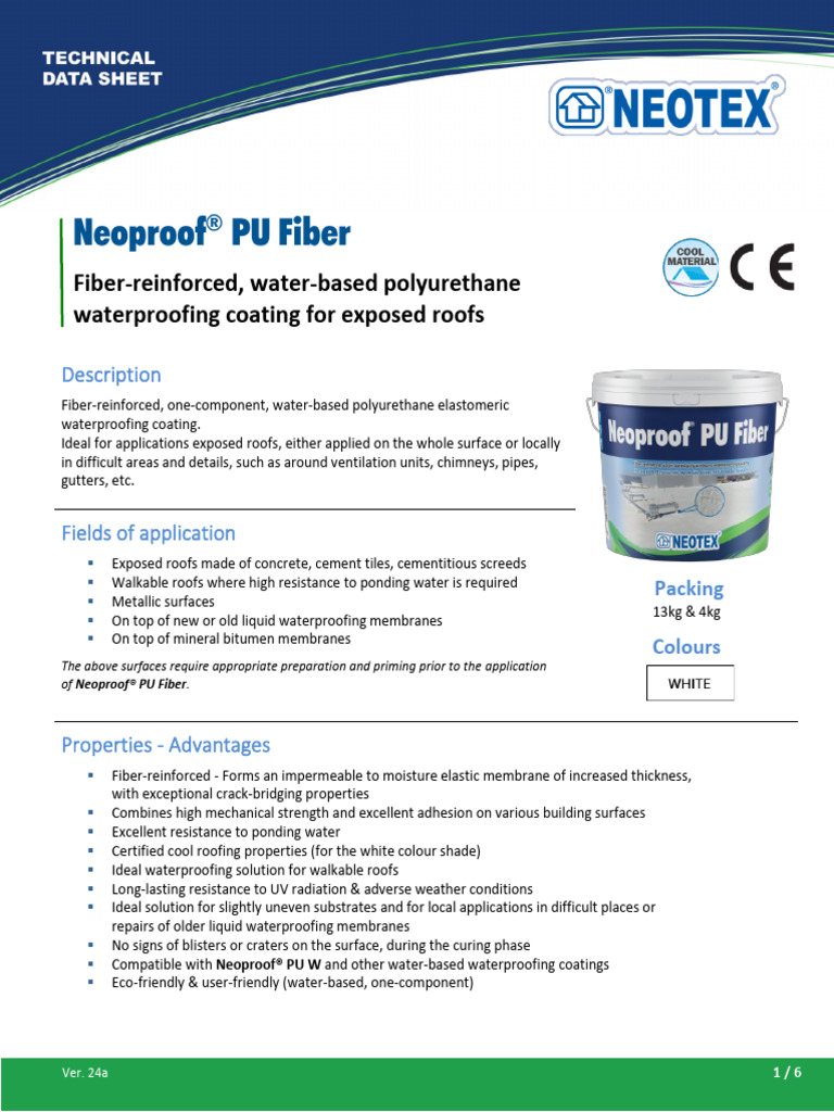 Neoproof PU Fiber - TDS (En) | PDF | Roof | Coating