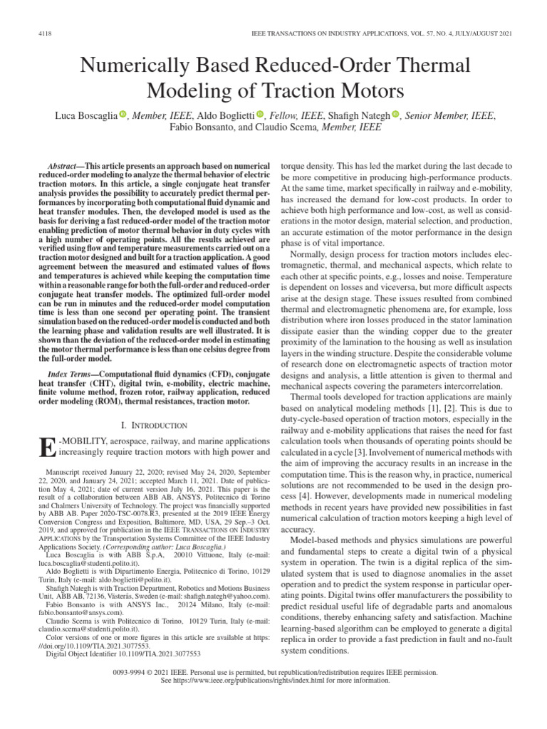 Reduced-Order Thermal Model for Motors | PDF | Heat Transfer ...