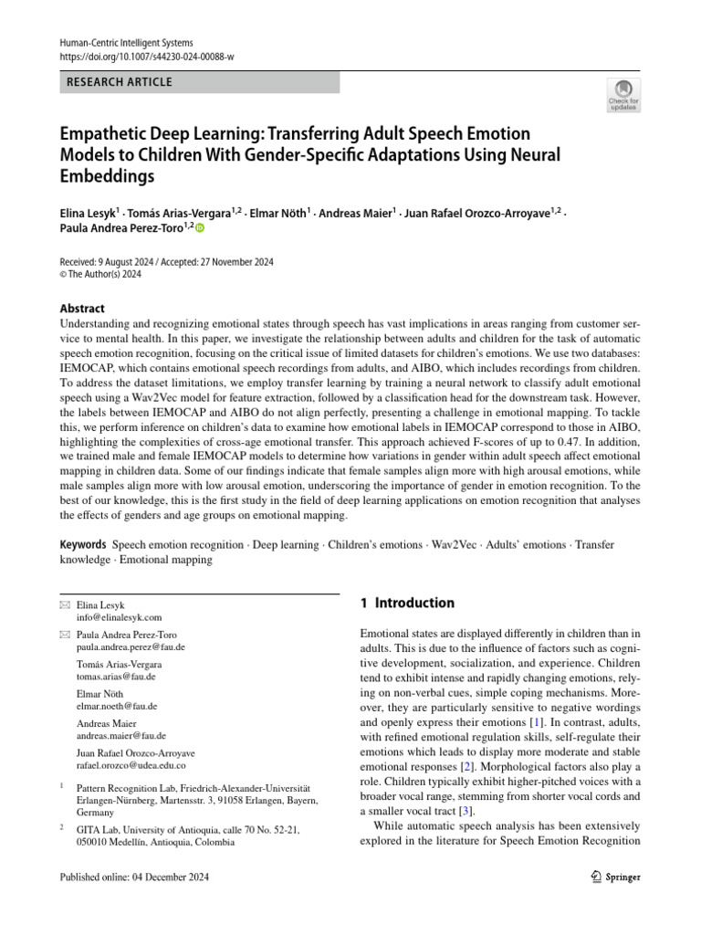 Empathetic Deep Learning: Transferring Adult Speech Emotion Models To ...
