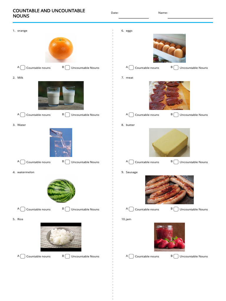 Countable and Uncountable Nouns Quiz | PDF