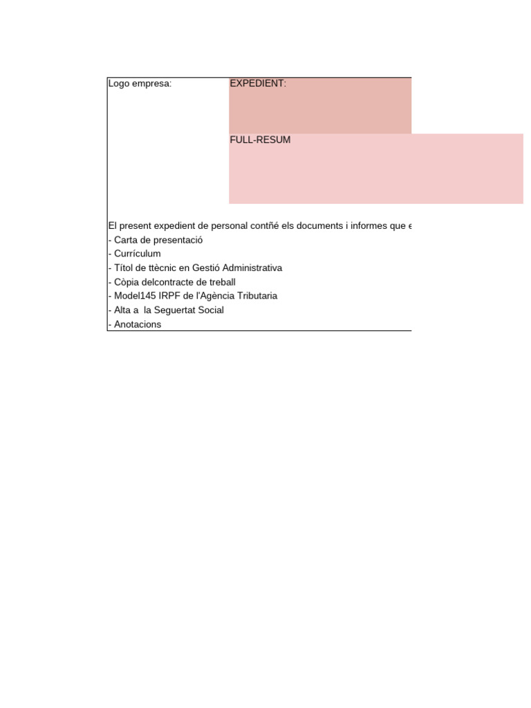 Full-Resum Per A L'expedient de Personal | PDF