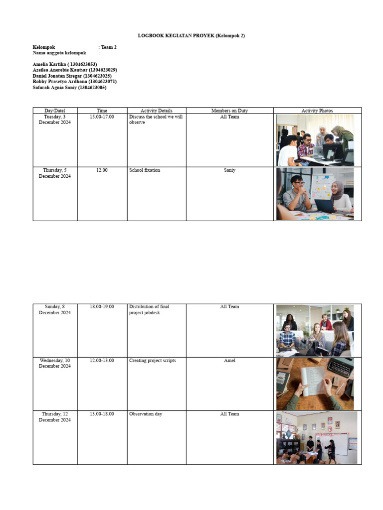 Logbook Kegiatan Proyek | PDF