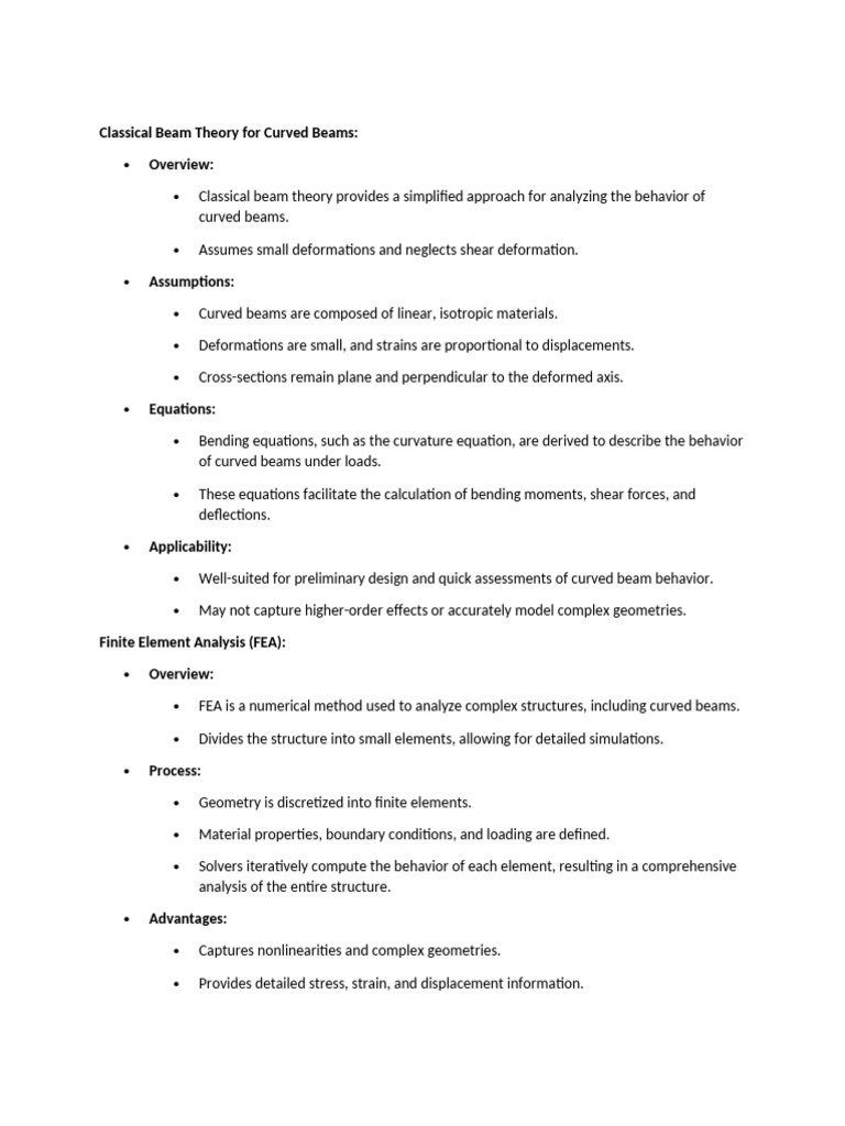 Classical Beam Theory for Curved Beam1 | PDF | Finite Element Method | Bending