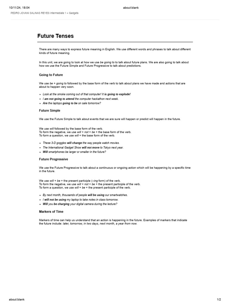 FUTURE TENSES | PDF | Verb | Grammatical Tense