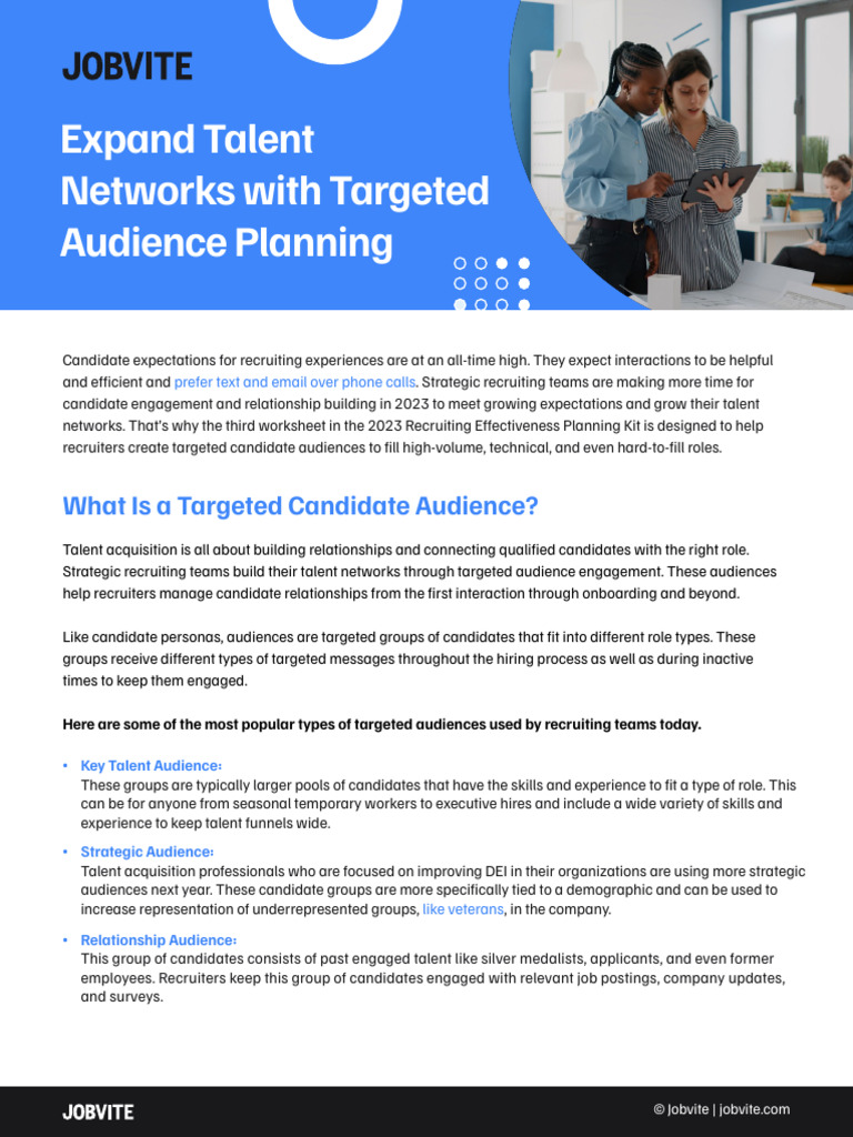 Talent Networks & Audience Planning | PDF | Recruitment | Target Audience