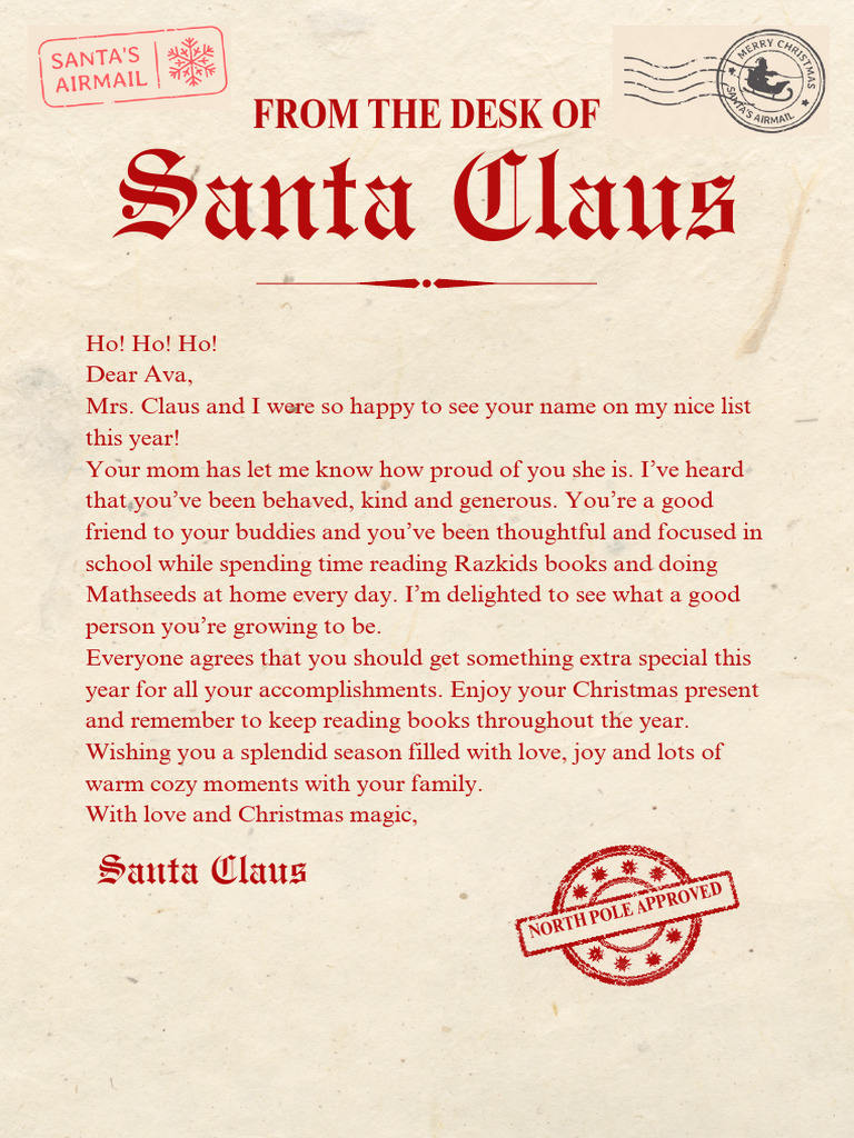 Red & White Traditional Santa Letter | PDF