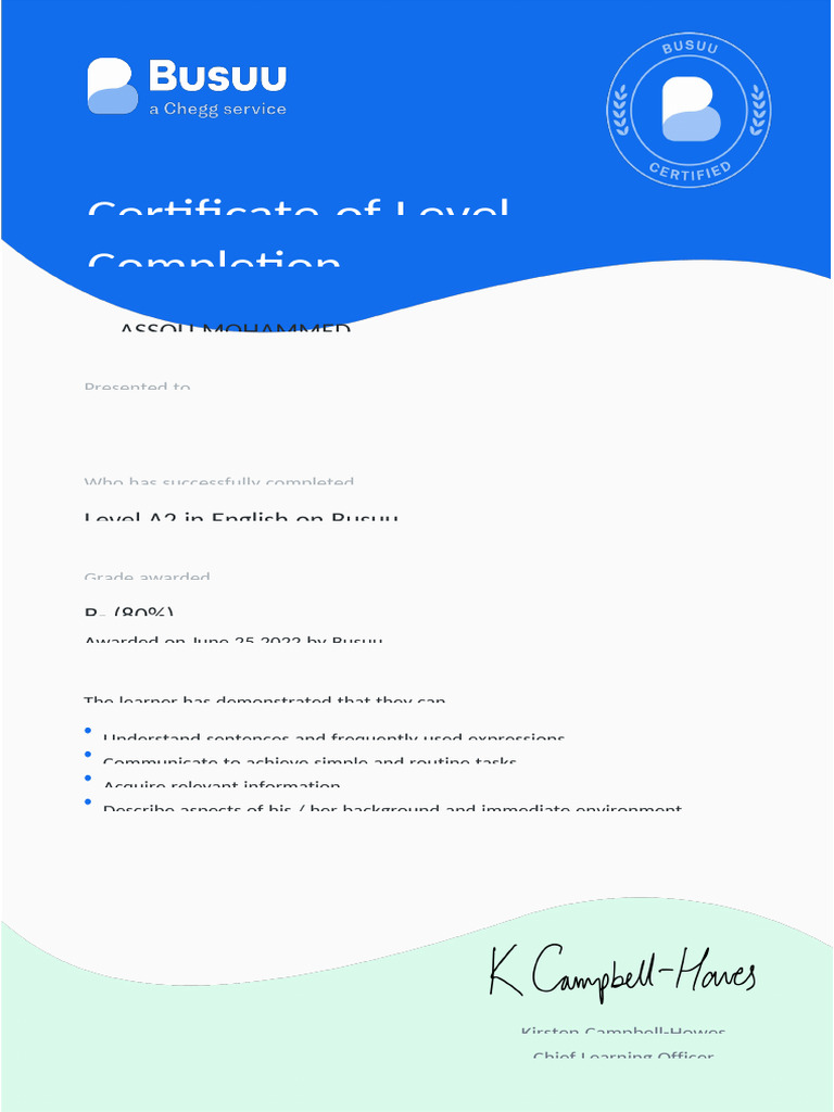 Busuu Certicate | PDF