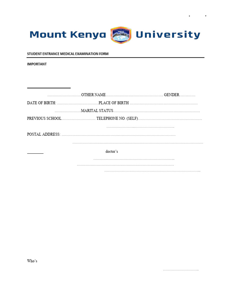 Medical Examination Form | PDF | Medical Specialties | Health Sciences