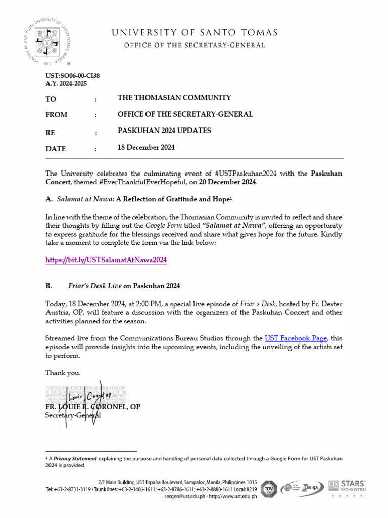 CI38 Paskuhan 2024 Updates | PDF