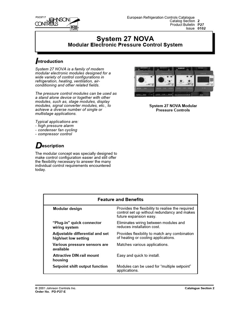 Johnson control Y27M2 | PDF | Refrigeration | Power Supply
