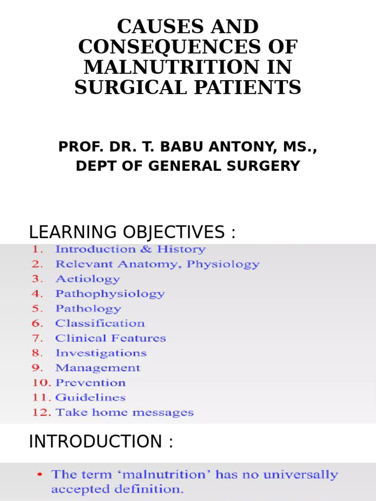 C & C Malnutrition in Surg Pts | PDF