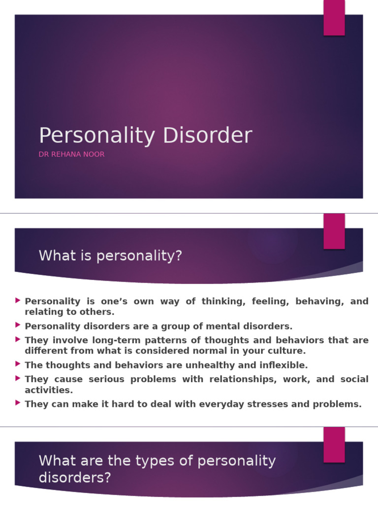 Overview of Personality Disorders | PDF | Personality Disorder | Mental ...