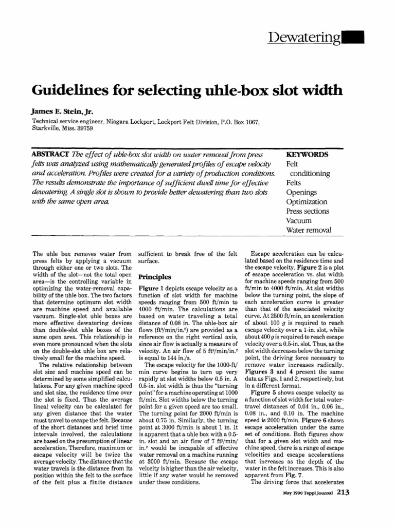 Guidelines For Selecting Uhle Box Slot Width | PDF | Acceleration ...