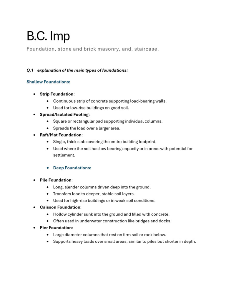 Building construction imps | PDF | Masonry | Deep Foundation