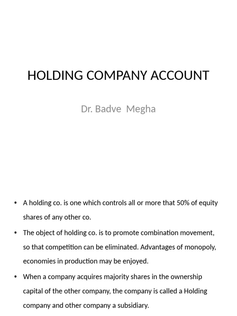Holding Company | PDF | Balance Sheet | Mergers And Acquisitions