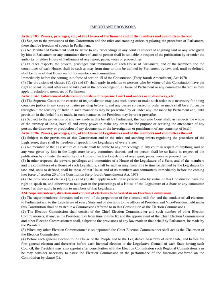 Important Provisons | PDF | Bail | Governance