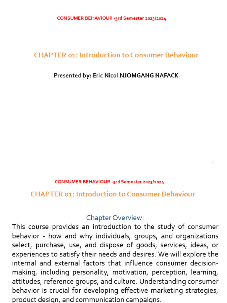 Introduction to Consumer Behaviour-chap 01 | PDF | Consumer Behaviour | Behavior