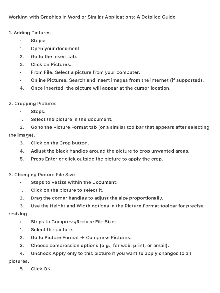 Working With Graphics in Word or Similar Applications A Detailed | PDF ...