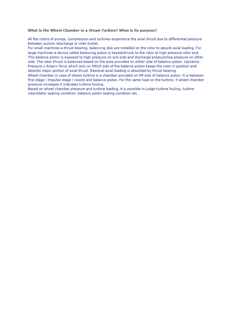 Understanding Wheel Chamber Pressure in Turbines | PDF