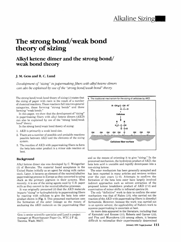 The Strong Bond Weak Bond Theory of Sizing | PDF | Chemistry | Physical ...