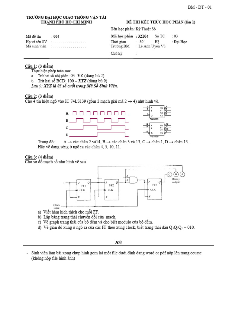 Đề Thi Cuối Kỳ - KTS - Đề 04 - new | PDF