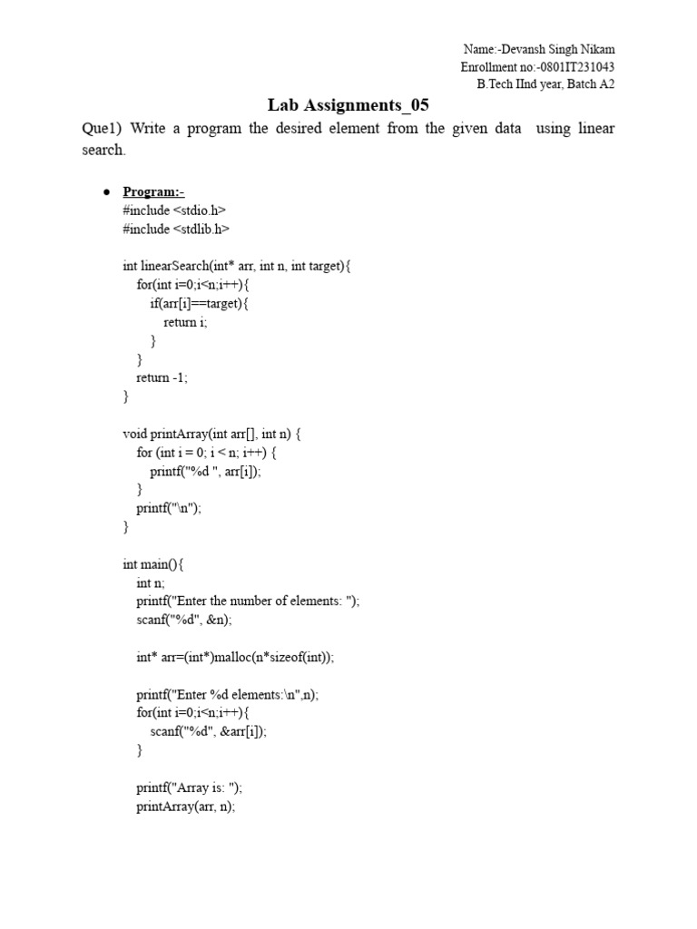 Lab Assignments - 05 | PDF