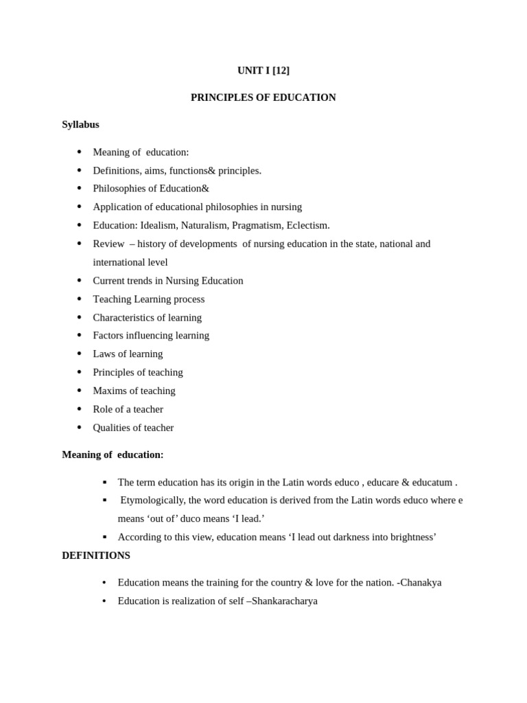 Nursing Education Principles | PDF | Idealism | Learning