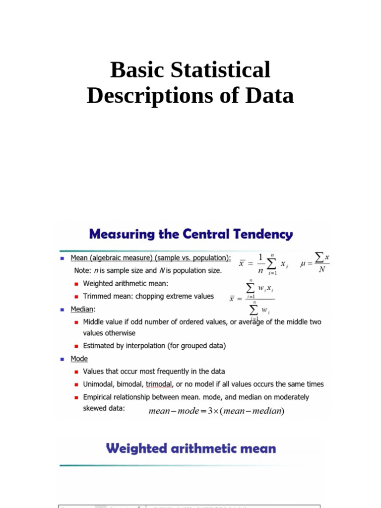 3-Basic Statistical Descriptions of Data - 3rd Slide (Updated) | PDF