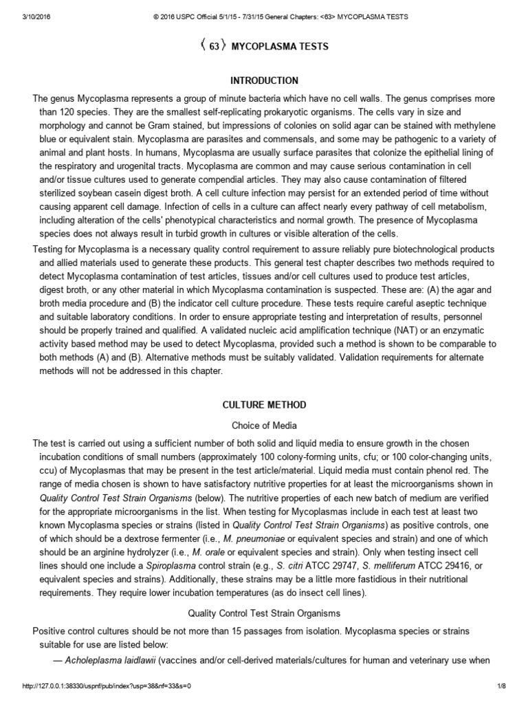 USP-NF 63 | PDF | Growth Medium | Mycoplasma