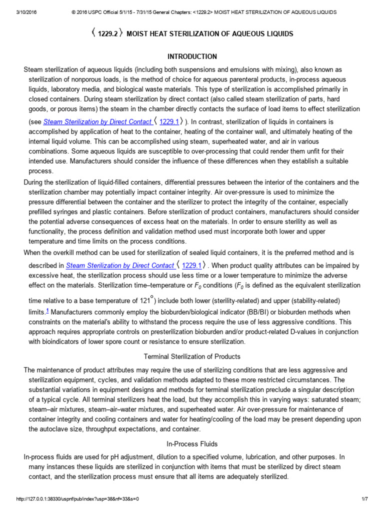 USP-NF 1229.2 | PDF | Sterilization (Microbiology) | Steam