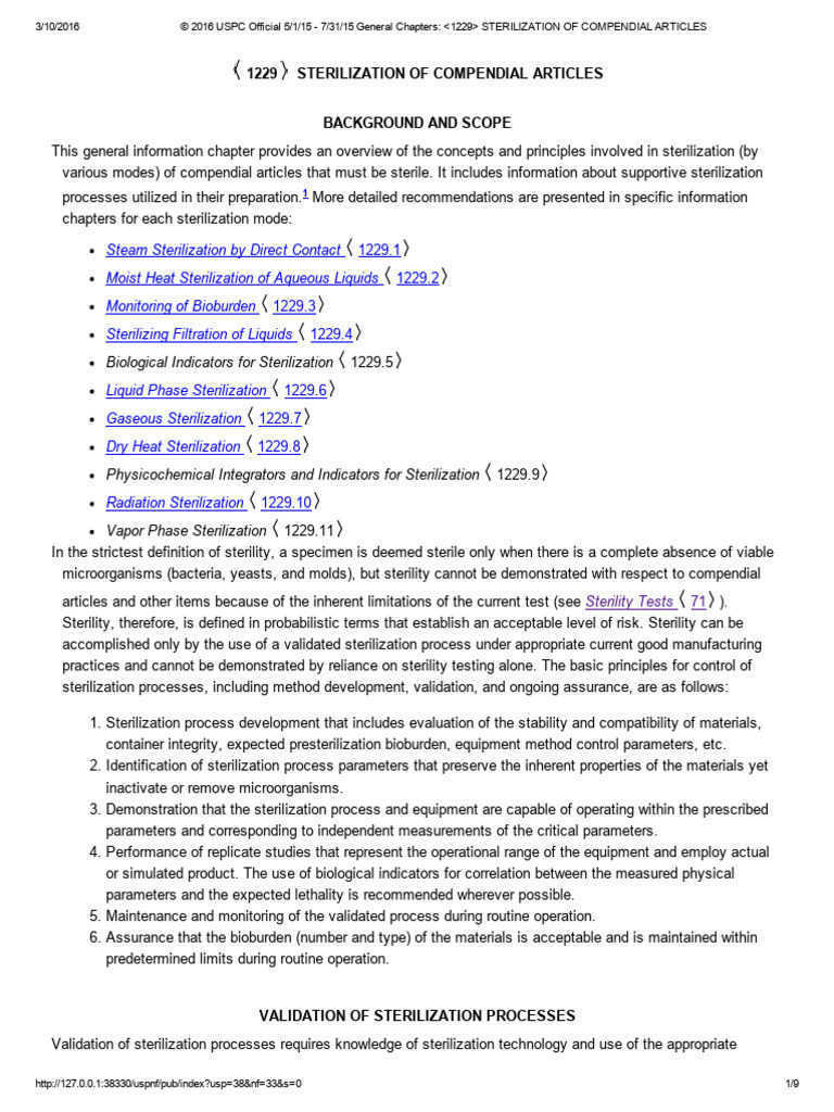 USP-NF 1229 | PDF | Sterilization (Microbiology) | Calibration