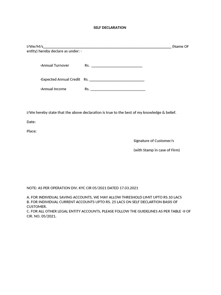 Self Declaration | PDF