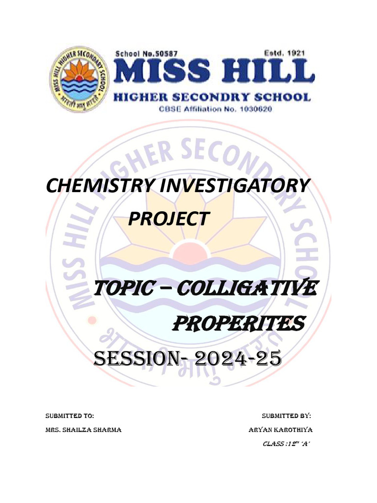 CHEMISTRY PROJECT Class 12th | PDF | Osmosis | Vapor