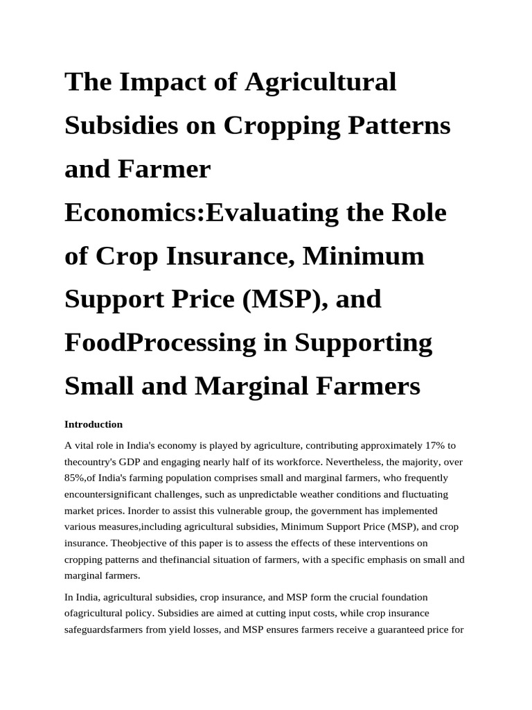 Agricultural Subsidies and Farmer Impact | PDF | Agriculture | Subsidy