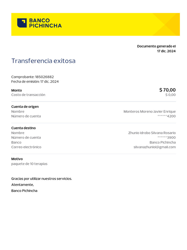 Comprobante de Pago de Terapias | PDF