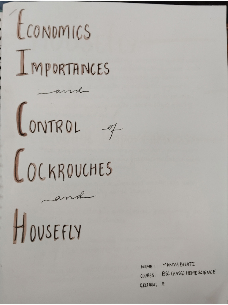 Economic Importance and Control of Cockroaches and Housefly | PDF