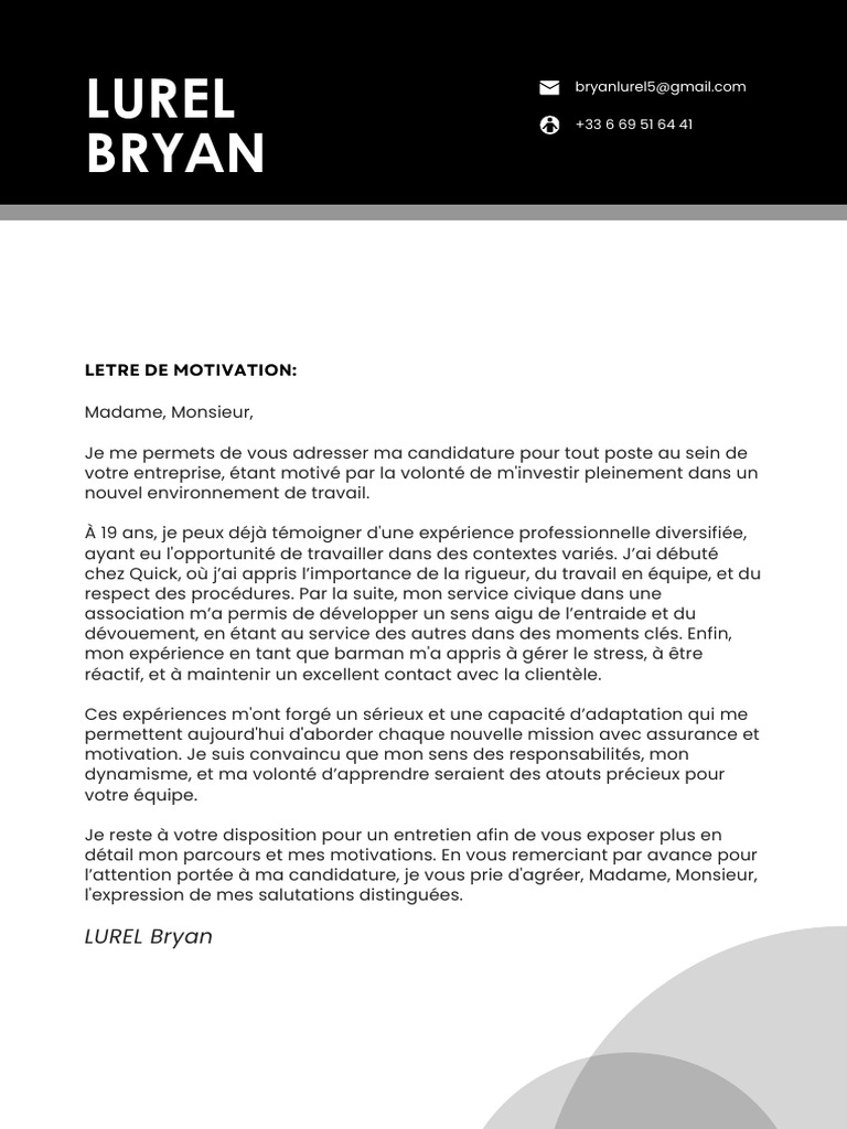 Candidature de Bryan Lurel | PDF