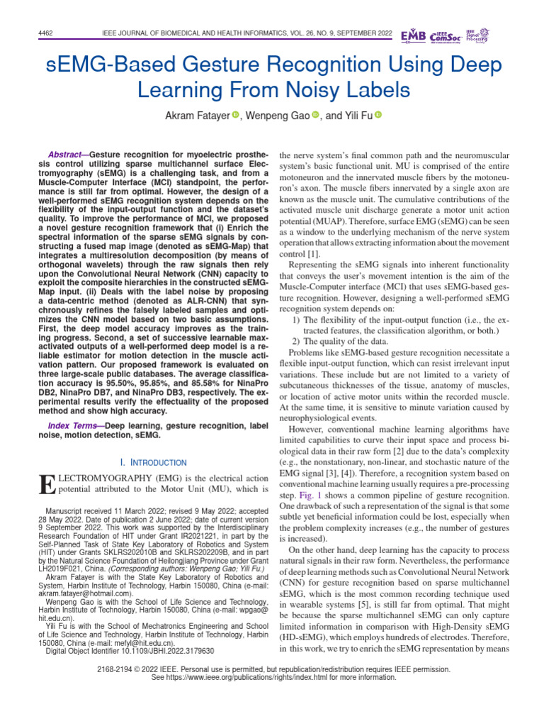 SEMG-Based Gesture Recognition Using Deep Learning From Noisy Labels | PDF | Anatomical Terms Of ...