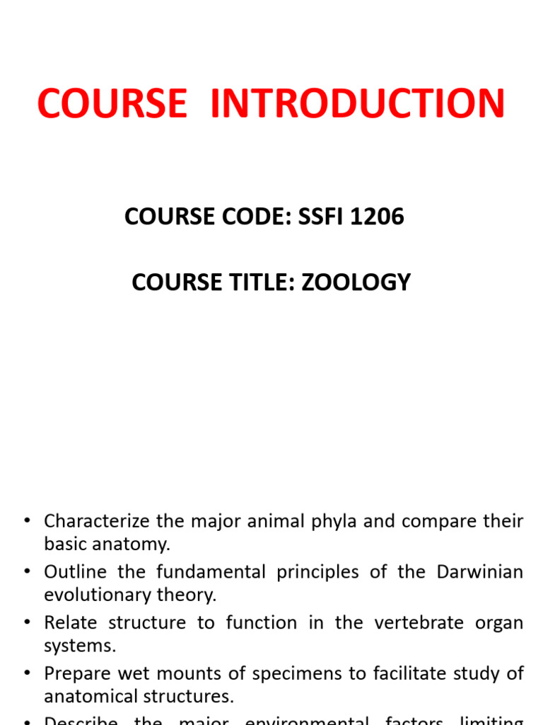 01 - Introduction To Zoology and Classification - Oct2024 | PDF ...