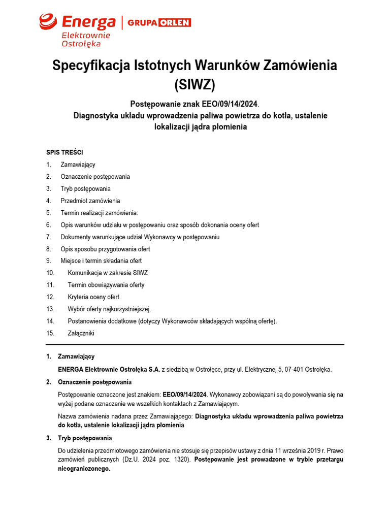 Specyfikacja Istotnych Warunków Zamówienia: (SIWZ) | PDF