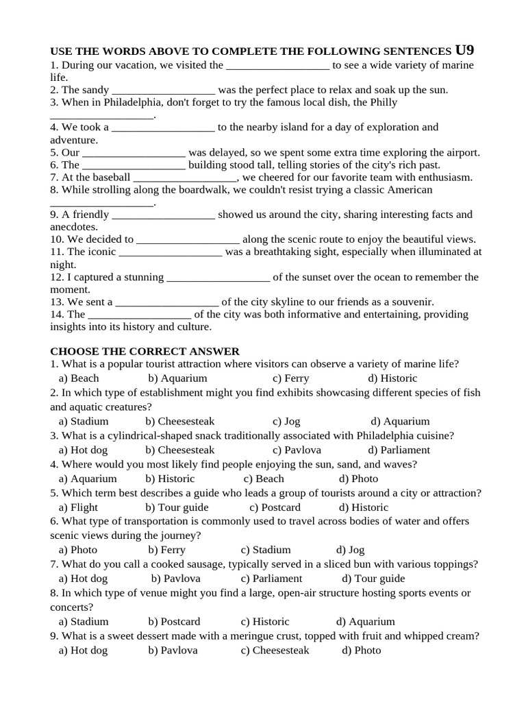 Travel Vocabulary Exercise | PDF