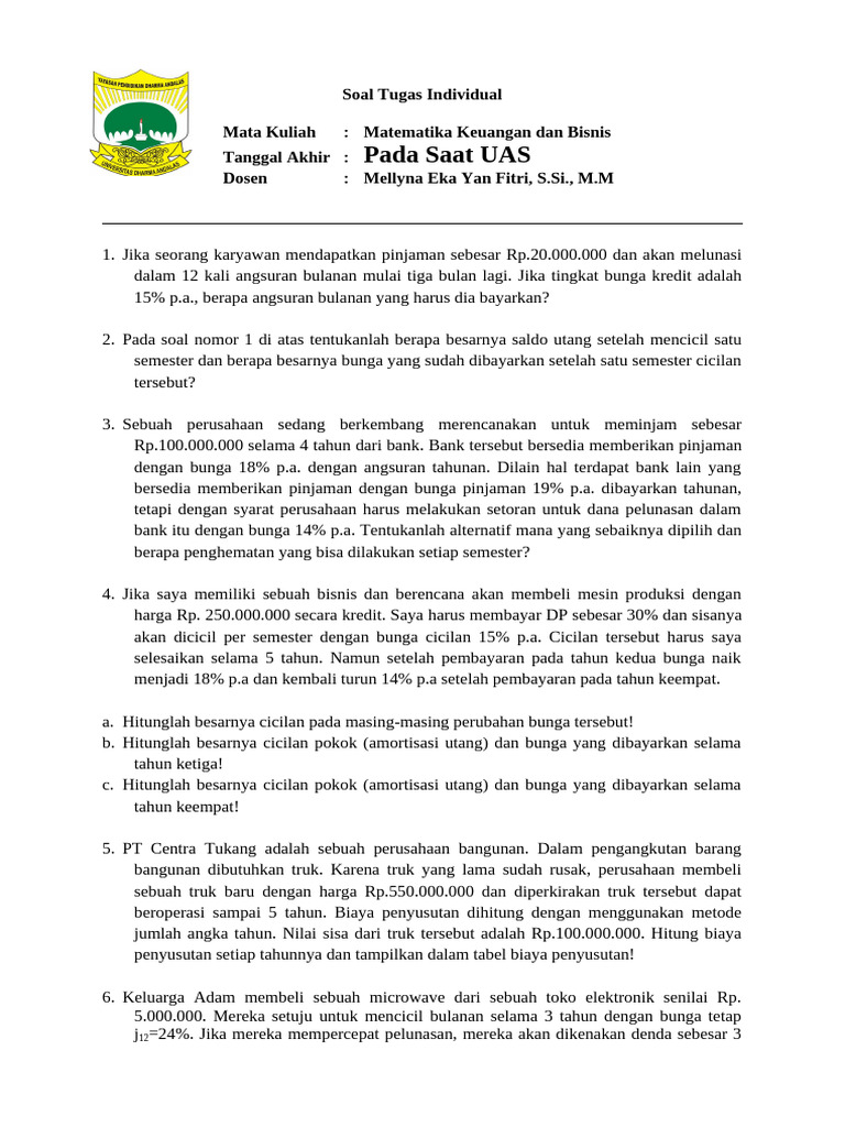 Soal Tugas Pertemuan Akhir | PDF