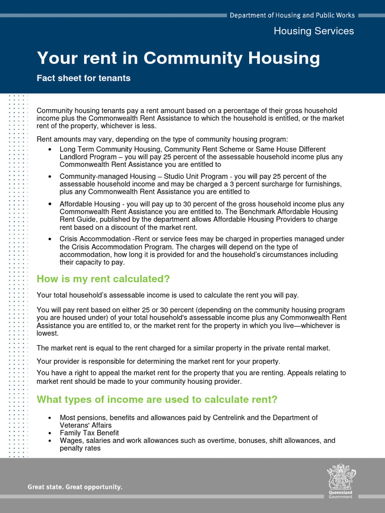 Community Housing Rent Calculation Guide | PDF | Pension | Renting