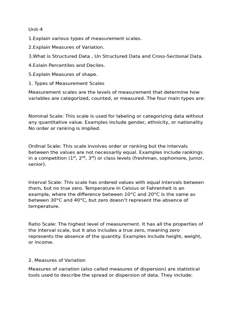 FCS Unit 4 | PDF | Level Of Measurement | Statistical Analysis
