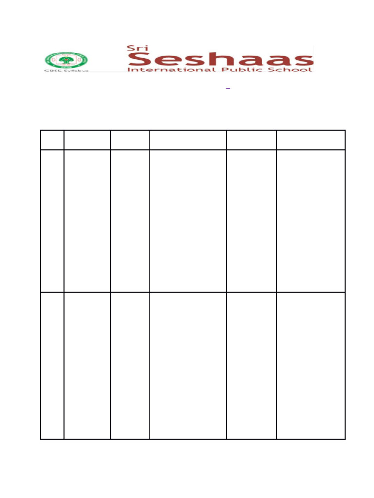 Class 3 - Sa 1 - Timetable and Portions | PDF